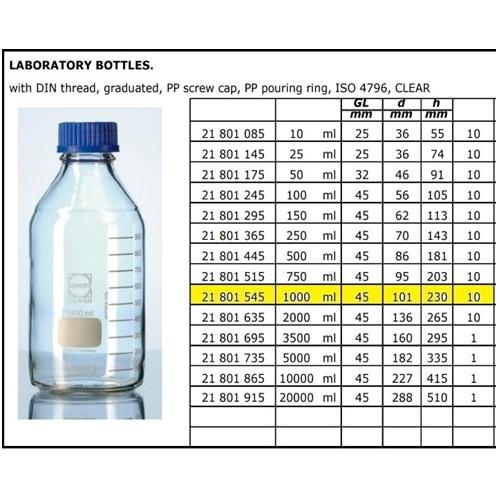 Jual botol glass Laboratory laboratorium 1000ml Schott Duran - Jakarta ...