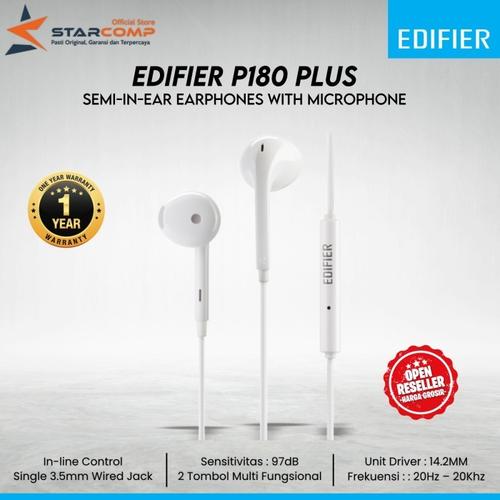 Jual Earphone Edifier P180 Plus White-Earbuds with Remote and Mic - Kab ...