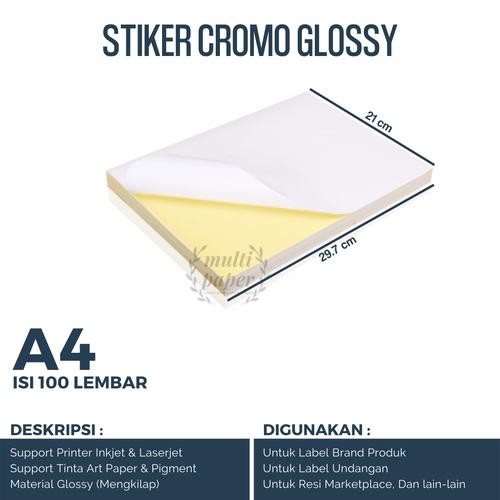 Jual Kertas Sticker Chromo Glossy A4 isi 100 lembar / Kertas Stiker ...