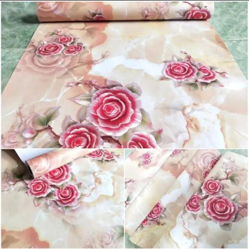 Jual wallpaper foam premium permukaan timbul motif bunga merah marmer ...