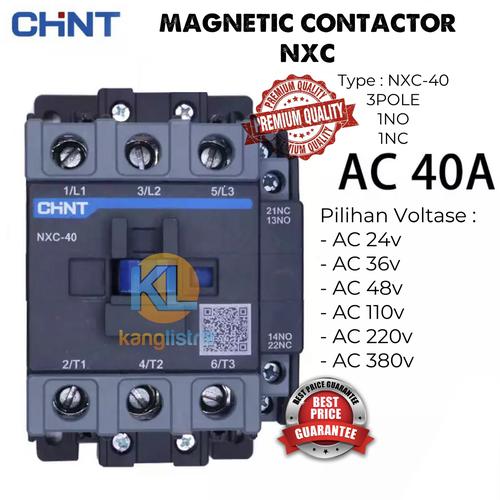 Jual KONTAKTOR CONTACTOR CHINT 40A NXC-40 AC 24v 36v 48v 110v 220v 380v - 220V - Jakarta Barat ...