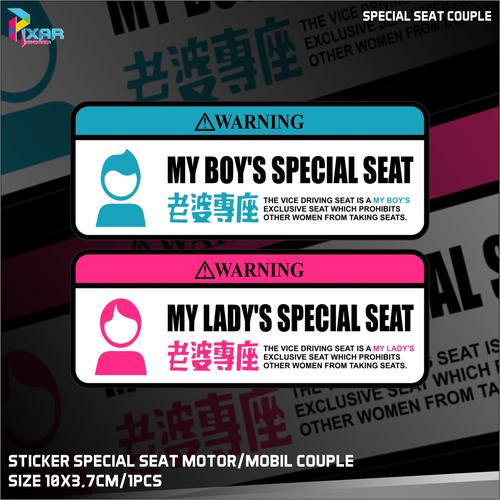 Jual STIKER SPECIAL SEAT UNTUK MOTOR DAN MOBIL COUPLE BISA CUSTOM NAMA ...