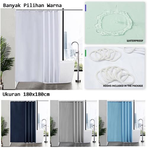 Jual Tirai Kamar Mandi Tahan Air Warna Putih Polos Bahan Peva 180x180 ...