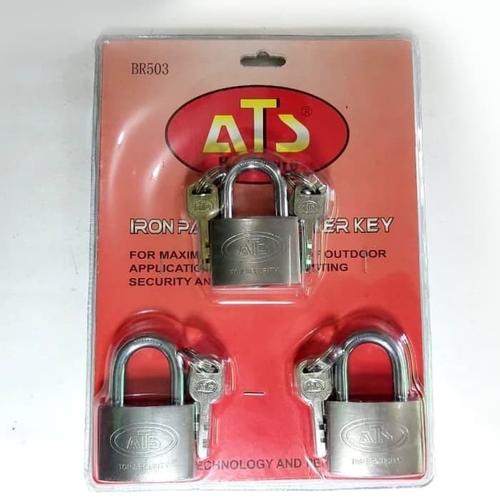 Jual ATS Gembok SET Isi 3 pcs 50 mm Gembok Pagar toko Master key set ...