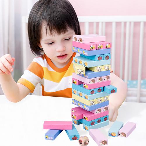 Promo Mainan Edukasi Wooden Block Stacking Tower game/Mainan Susun ...