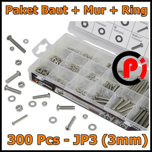 Jual Per Set 300Pcs Baut Mur Ring JP3 3mm Banyak Ukuran Plus Box ...