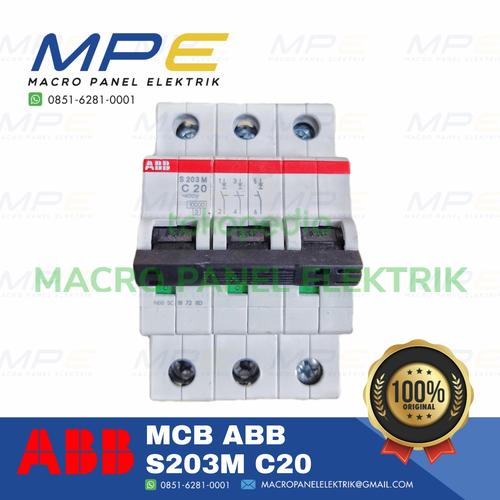 Jual MCB ABB S203M C20 3P 10kA / MCB ABB S203 M 20A 3 Phase 10kA ...
