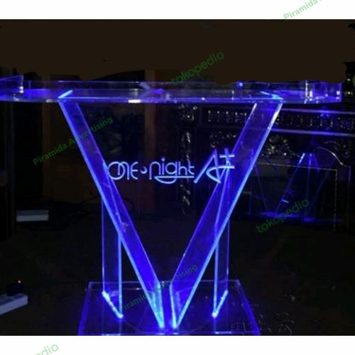 Jual meja flat dj akrilik club nyala lampu led bening table cafe ...