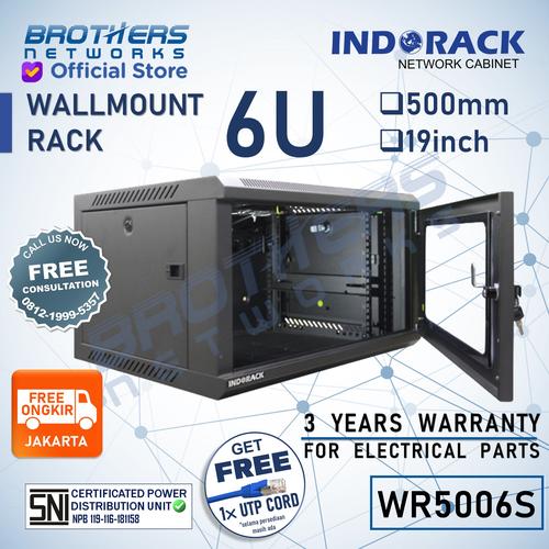 Jual WALLMOUNT RACK 6U 500MM 19" - INDORACK WR5006S SINGLE DOOR RAK ...