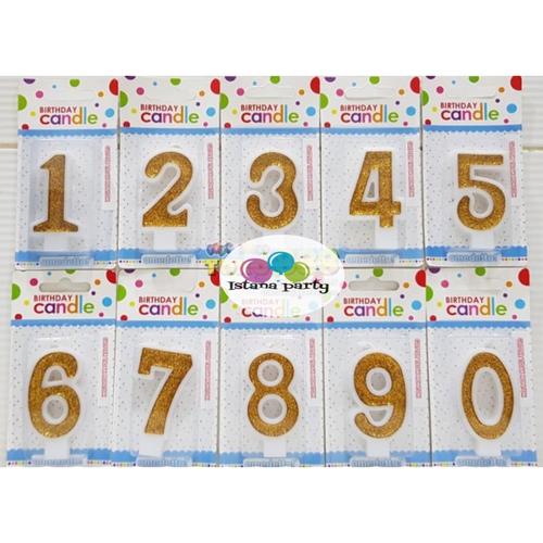 Jual lilin angka ulang tahun gold glitter / lilin angka glitter gold ...