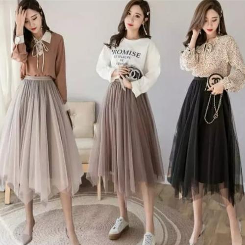 Jual Rok Tutu Two Way Maxi Skirt Velvet Plisket Fit To XL Bawahan ...