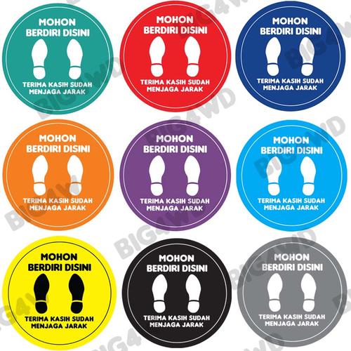 Jual STICKER LANTAI MOHON BERDIRI DISINI - Biru Muda - Jakarta Pusat ...
