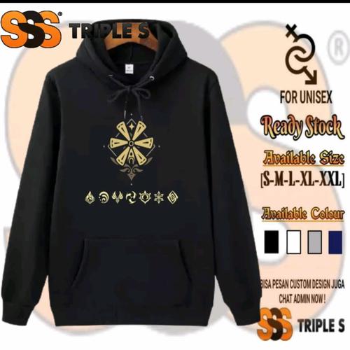 Jual HOODIE JUMPER GENSHIN IMPACT ALL ELEMENT LOGO SABLON DEPAN - Warna ...