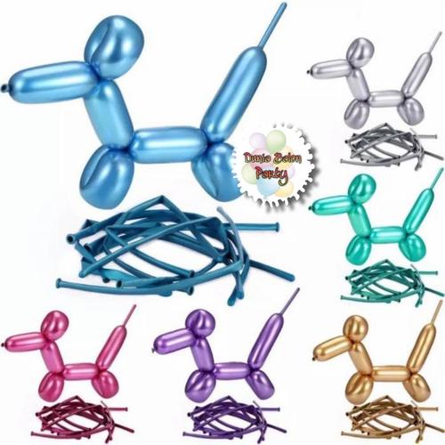 Promo Balon Latex Pentil Metalik Chrome / Twist Balloon Chrome - Biru ...