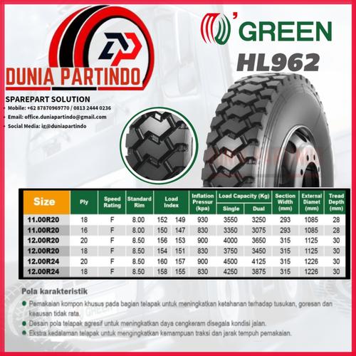 Jual Ban Truck Bus 11.00R20 16ply - 12.00R24 20ply Merek OGREEN HL962 ...