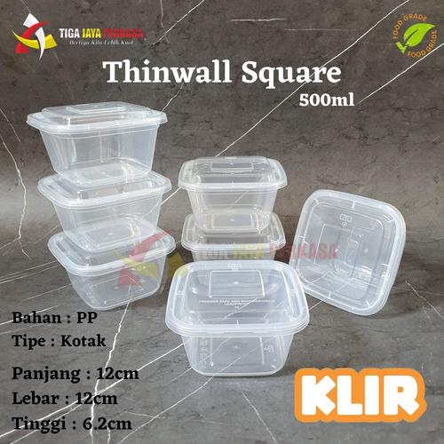 Jual Thinwall 500ml Square Klir / Kotak Makan Plastik Persegi Kotak ...