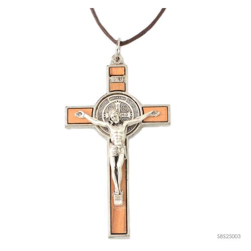 Jual Kalung Salib Santo Benedictus Kayu Olive + Tali Rohani Katolik ...