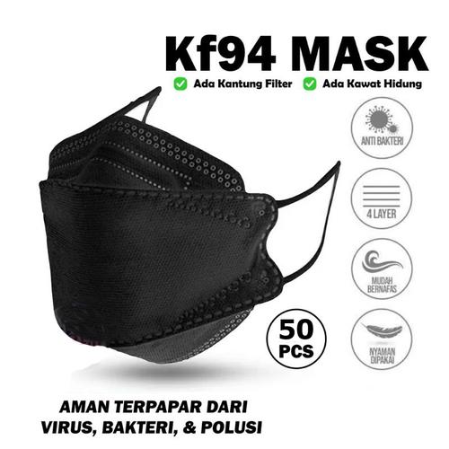 Promo Masker KF94 Dewasa 4 Ply Isi 50 pcs Warna Hitam|Masker Model ...