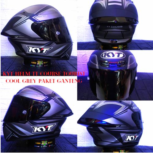 Jual KYT HELM TT COURSE TOURIST COOL GREY PAKET GANTENG VISOR SMOKE ...