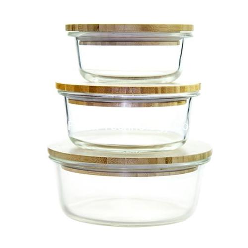 Promo Round lunch box glass container / tempat makan kaca / toples jar ...