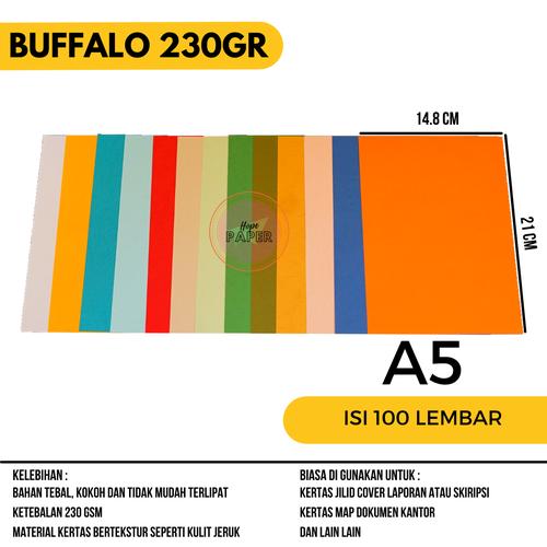 Jual Kertas Buffalo 230 Gsm ukuran A5 14.8 Cm x 21Cm (isi 100 lembar ...