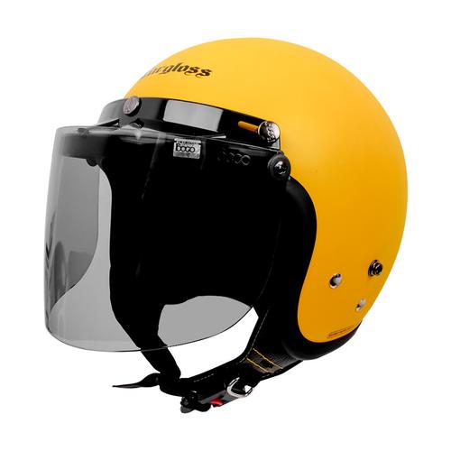 Promo Cargloss CF Retro Helm Half Exotic Yellow + Visor Flat Smoke ...