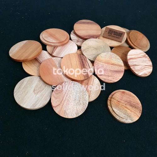 Jual Tutup gelas kayu RUSTIC diameter Ø 8,5cm / wooden lid coaster ...