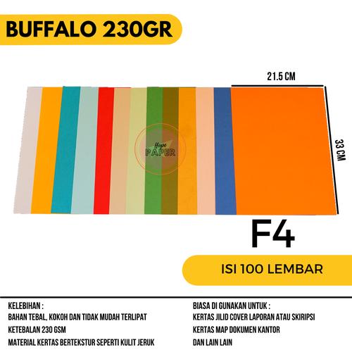 Jual Kertas Buffalo 230 Gsm ukuran F4 (21.5 cm x 33 cm) isi 100 lembar ...