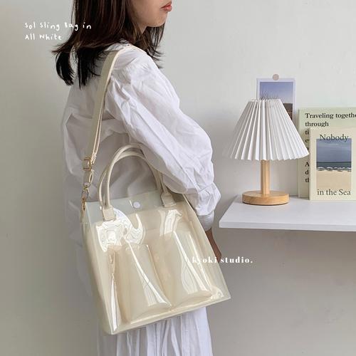 Jual Sol Sling PVC Bag - Korean Bag - Peach Glitter, All Dark Brown ...