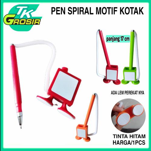 Jual pen/pulpen/ballpoint spiral motif kotak/pulpen kantor/pulpen meja ...