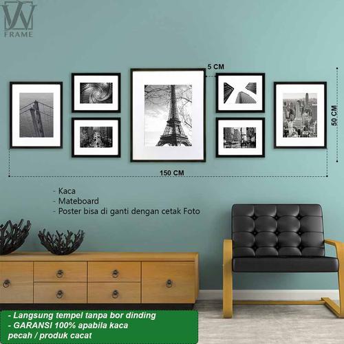 Jual BINGKAI DINDING KOLASE 1 SET 7 PCS WARNA HITAM DAN PUTIH - FRAME ...