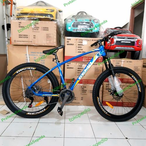 Jual sepeda gunung 27,5 mountain bike MTB m541 genio blue-yellow - biru kuning - Kab. Bekasi ...