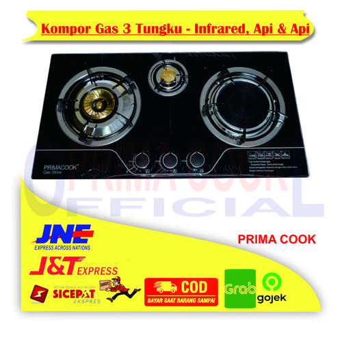 Jual PRIMA COOK - Kompor Gas 3 Tungku - Infrared,Api2 - Tanam Dapur ...