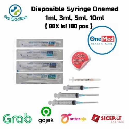 Jual Spuite Disposable Syringe 1cc, 3cc, 5cc, 10cc Onemed Box Isi 100 ...