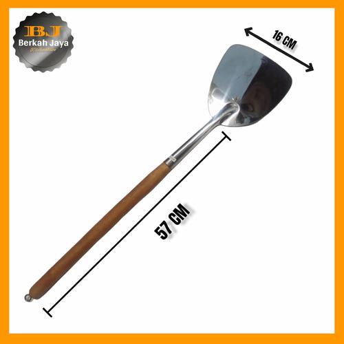 Jual Sutil Spatula Stainless Jumbo Tebal 16 CM Gagang Kayu Hand Made ...