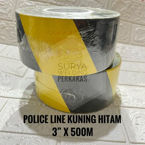 Jual Police Line Kuning HItam 3" x 500M / Garis Polisi / Barricade Tape ...