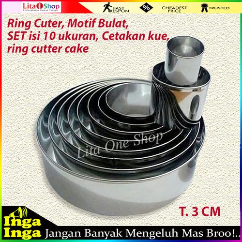 Jual Ring Cuter Motif Bulat SET isi 10 ukuran/ Cetakan Kue Ring Cutter ...