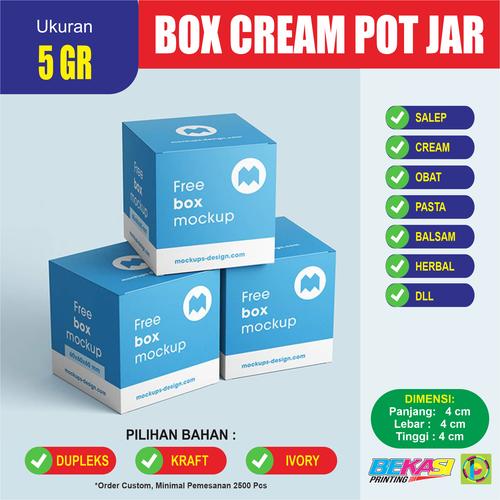 Jual 4x4x4 cm Box Packaging Kotak Kemasan Dus CREAM POT JAR 5 - 10 gram ...