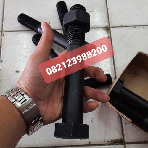 Jual baut mur baja m30 x 200 high tensile bolt 8.8 baut baja hitam WB 8 ...