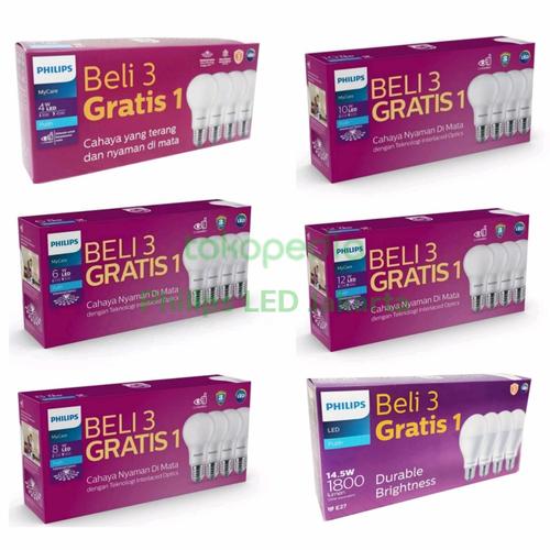 Promo LAMPU LED BULB PHILIPS 4W 6W 8W 10W 12W 14.5W WATT MULTIPACK ...