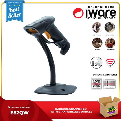 Promo BARCODE SCANNER WIRELESS 2D IWARE E-82QW WITH STAND DONGLE Cicil ...