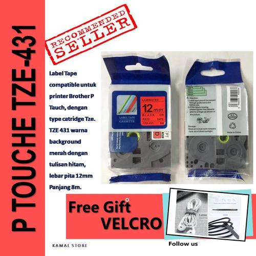 Jual TZE 431 P Touch tape label MERAH compatible BROTHER - Kota ...