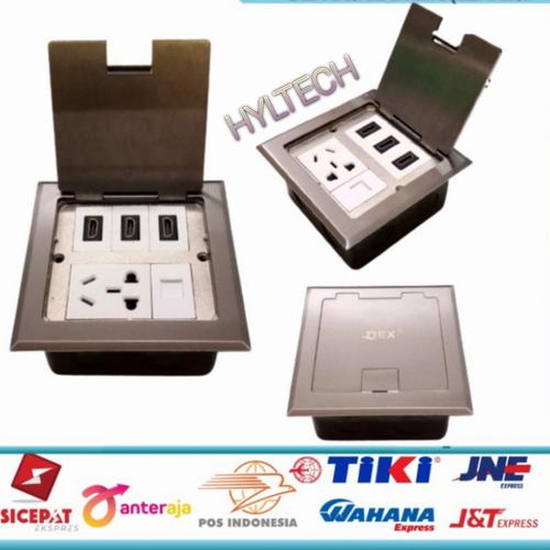 Jual BOX FLOOR SOCKET LANTAI/MEJA 3 PORT HDMI+RJ 45 LAN+COLOKAN LISTRIK ...