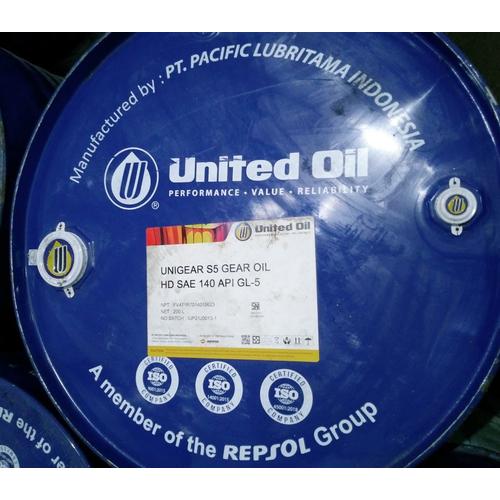 Jual OLI UNITED UNIGEAR S5 GEAR OIL HD 140 API GL-5 [200L] DRUM - Kota ...