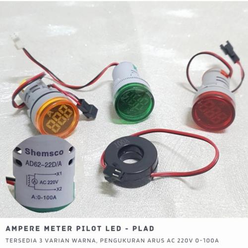 Jual Pilot Lamp+Ampere Meter 0-100A AD22-22D/A Shemsco Ct Max 100A ...