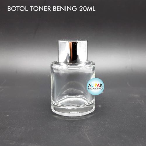 Jual BOTOL TONER KACA 20ML BENING TEBAL PUNDAK RATA RING SILVER - Kab ...