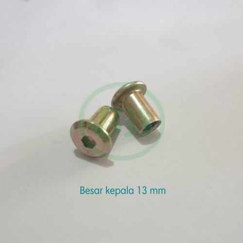 Jual MUR JCN / TOPI / CAP NUT M 6 X 12 X 8 BESAR KEPALA 13 KUNING ...