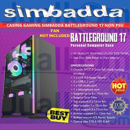 Jual Casing Simbadda CASING GAMING BattleGround 17 ATX Tempered Glass ...