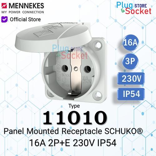 Jual Mennekes 11010 Panel mounted receptacle SCHUKO 16A 3P 230V IP54 ...