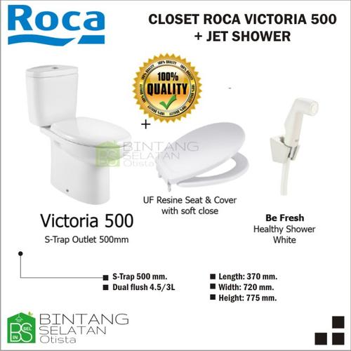 Jual CLOSET DUDUK/ MONOBLOCK ROCA VICTORIA 500 WITH BE FRESH JET SHOWER ...